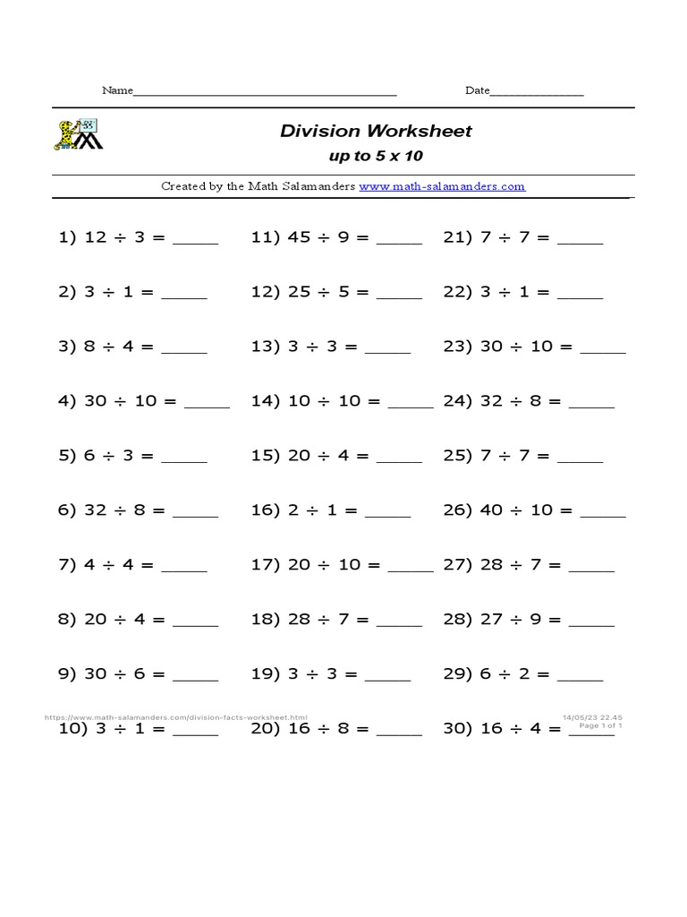 Latihan Pembagian Untuk SD | PDF