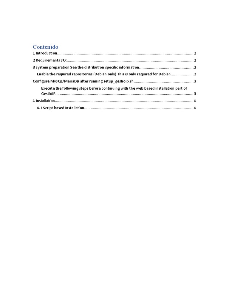 GestióIP Installation Guide | PDF | My Sql | Superuser