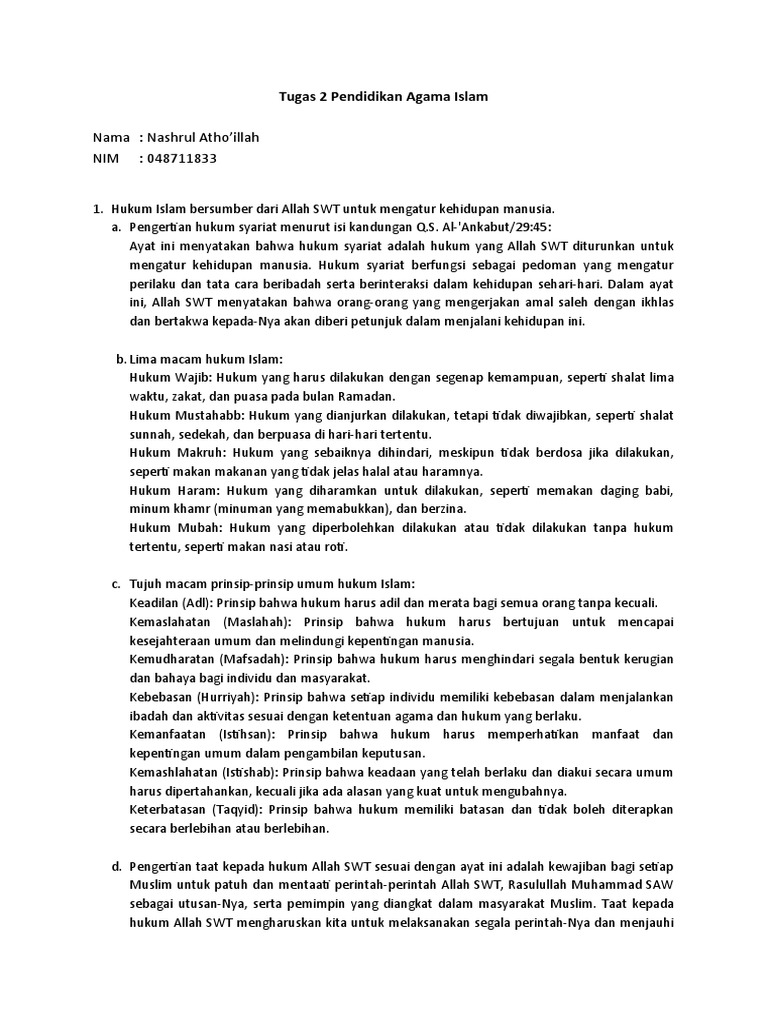 Tugas 2 Pendidikan Agama Islam | PDF | Agama & Spiritualitas