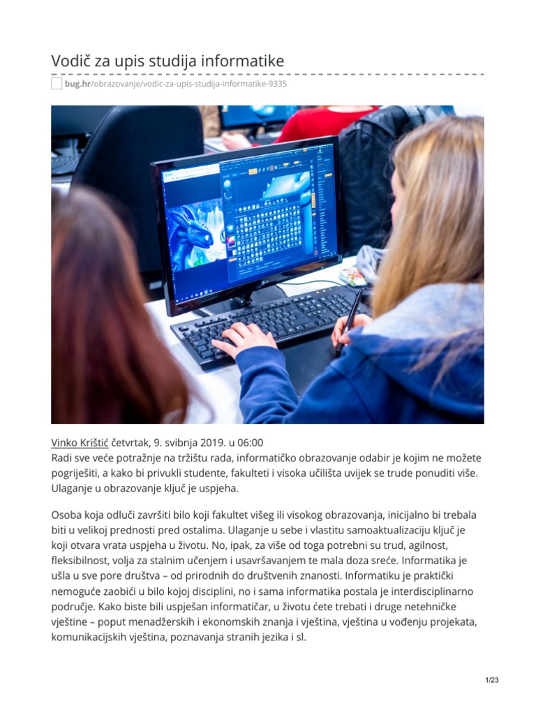 Vodič Za Upis Studija Informatike | PDF