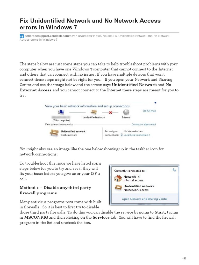 Fix Unidentified Network and No Network Access Errors in Windows 7 ... Fix Unidentified Network and No Network Access Errors in Windows 7 ...
