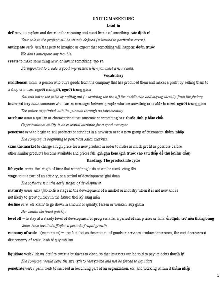 EFBS - Glossary - UNIT 12 MARKETING | PDF | Falsifiability