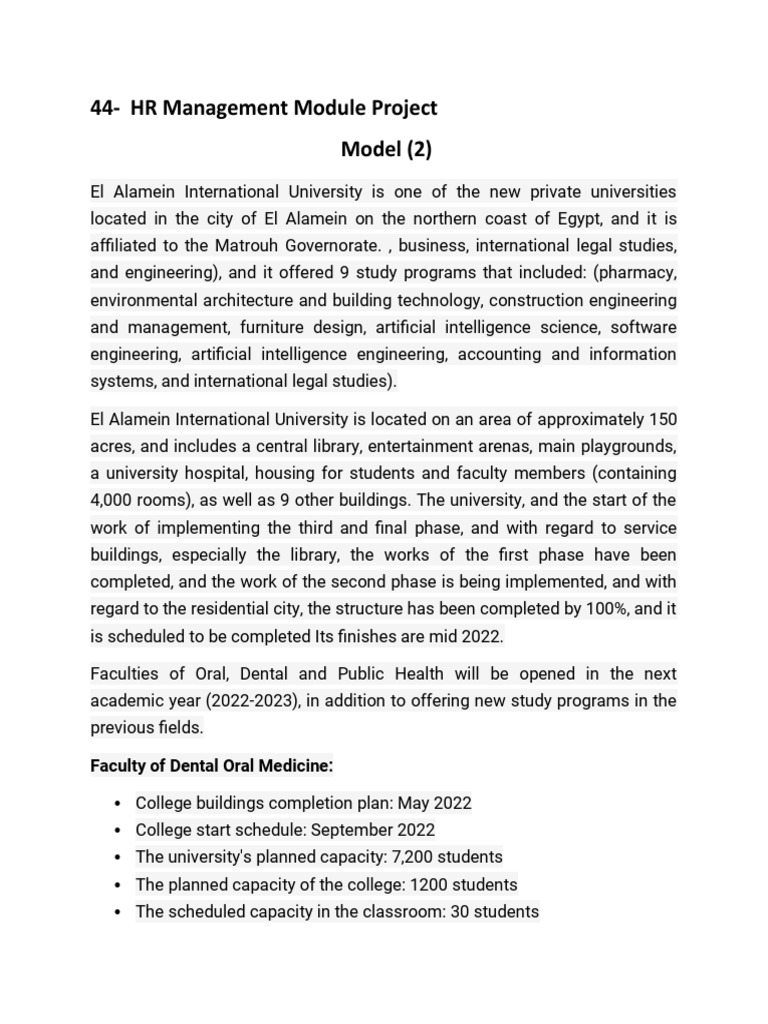 SULAYMAN DAWOOD ALMULLIM HR Management Project Model 2 | PDF | Cost Of Living | Human Resources