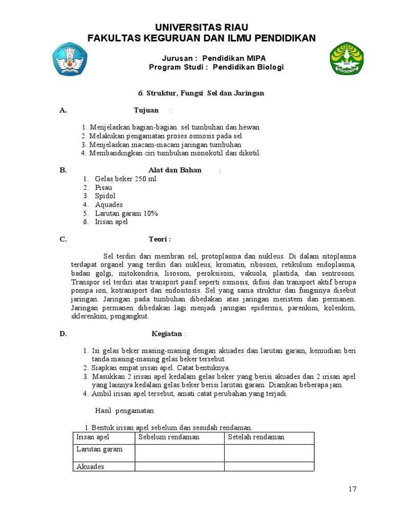 LKM 6.struktur Dan Fungsi Sel, Jarg (2) - 1 | PDF
