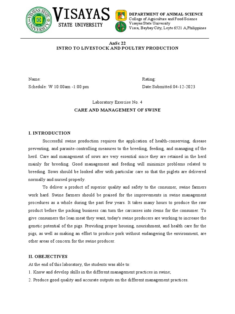 Ansci Lab 4 | PDF | Pig | Domesticated Animals