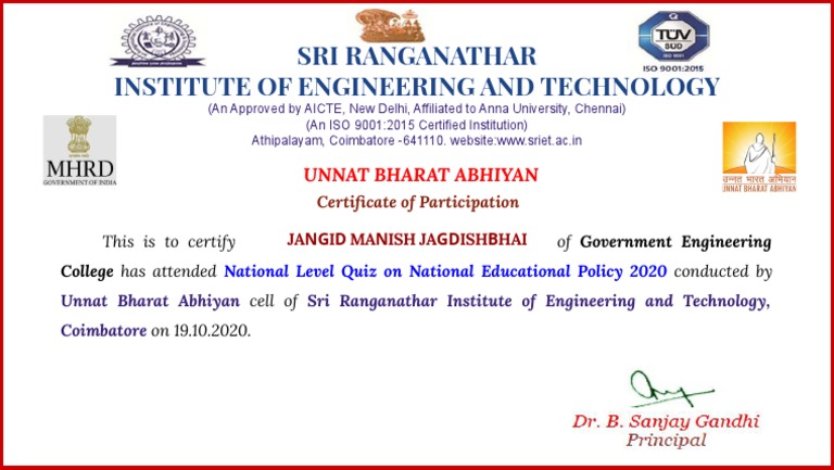 TIWARI HARSH RAJESHKUMAR Certificate | PDF TIWARI HARSH RAJESHKUMAR Certificate | PDF