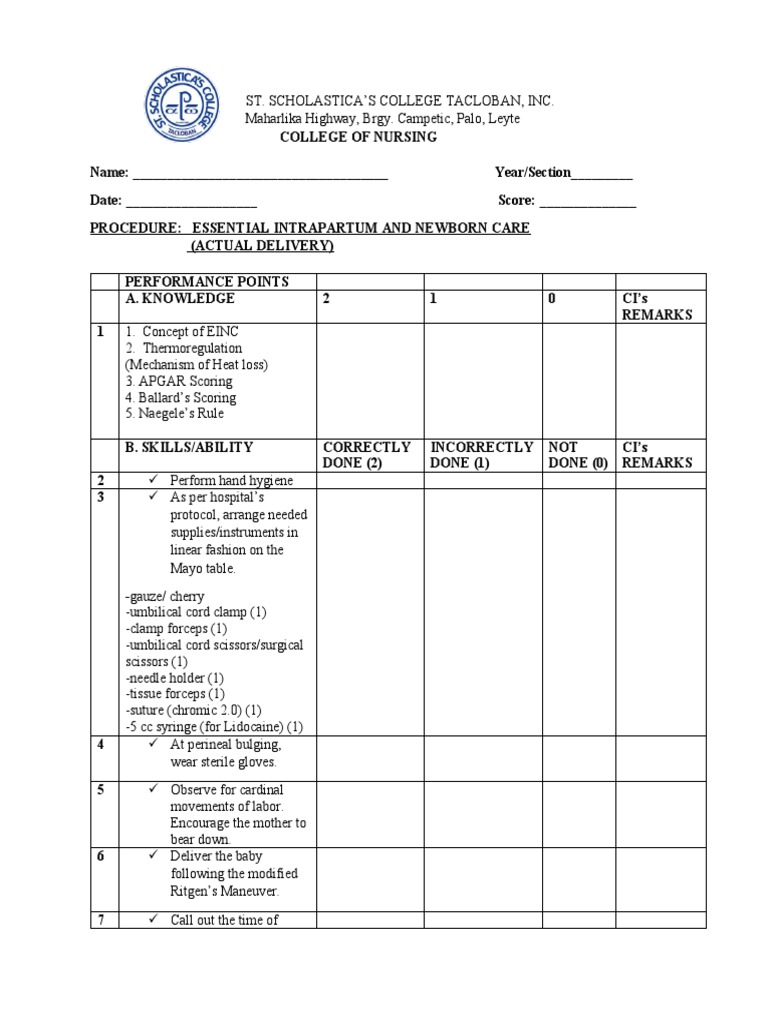 EINC ACTUAL DELIVERYc CHECKLIST | PDF