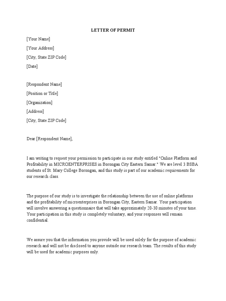 Letter of Permit | PDF