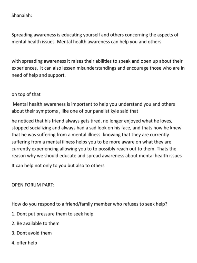 script for english (PANEL DISCUSSION) | PDF | Mental Health | Mental ...