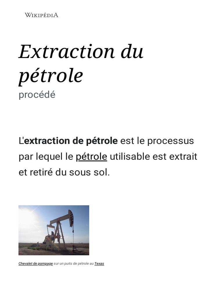 Extraction Du Pétrole — Wikipédia | PDF