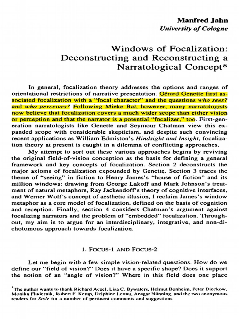 Jahn 1996 - Windows of Focalization (Deconstructing and Reconstructing ...