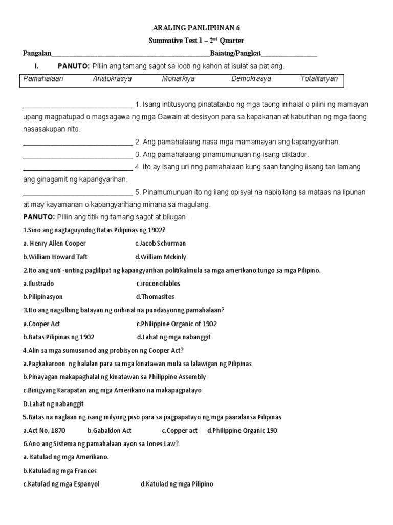 Q2 AP6 summative 1 - Copy | PDF