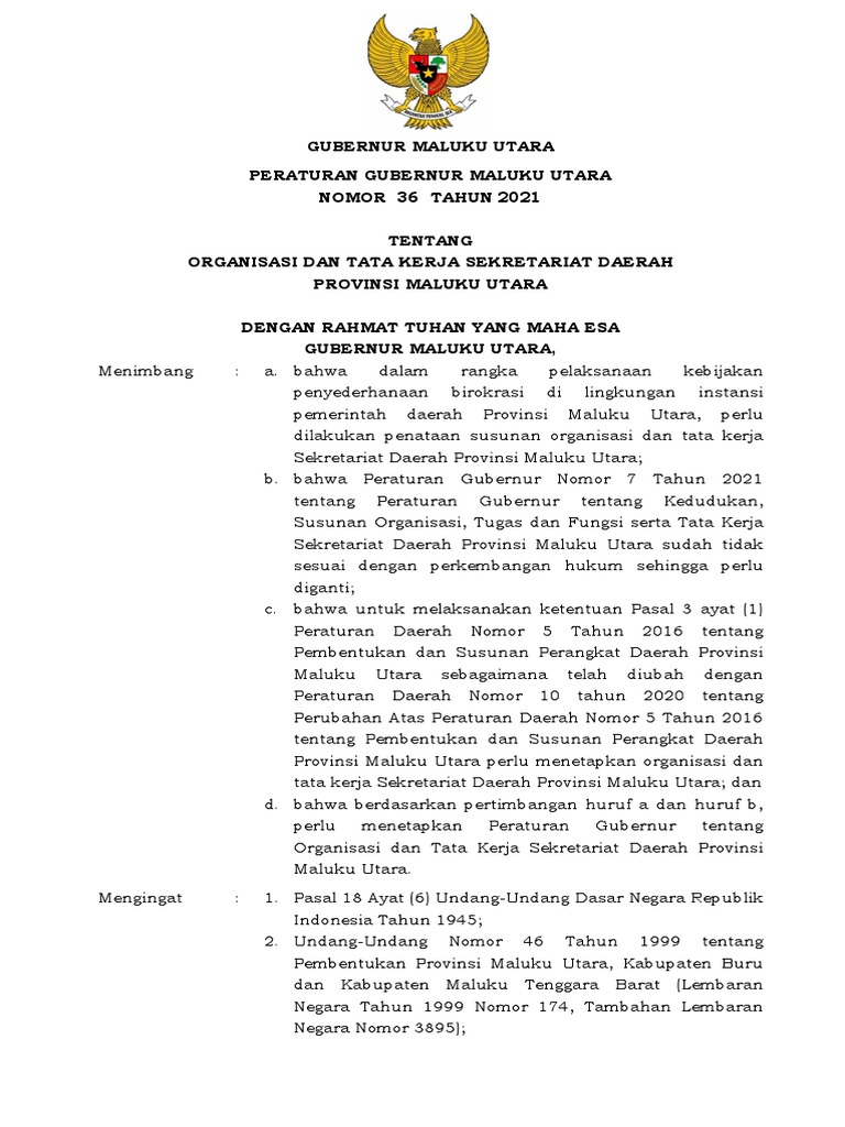 36 Pergub Setda | PDF
