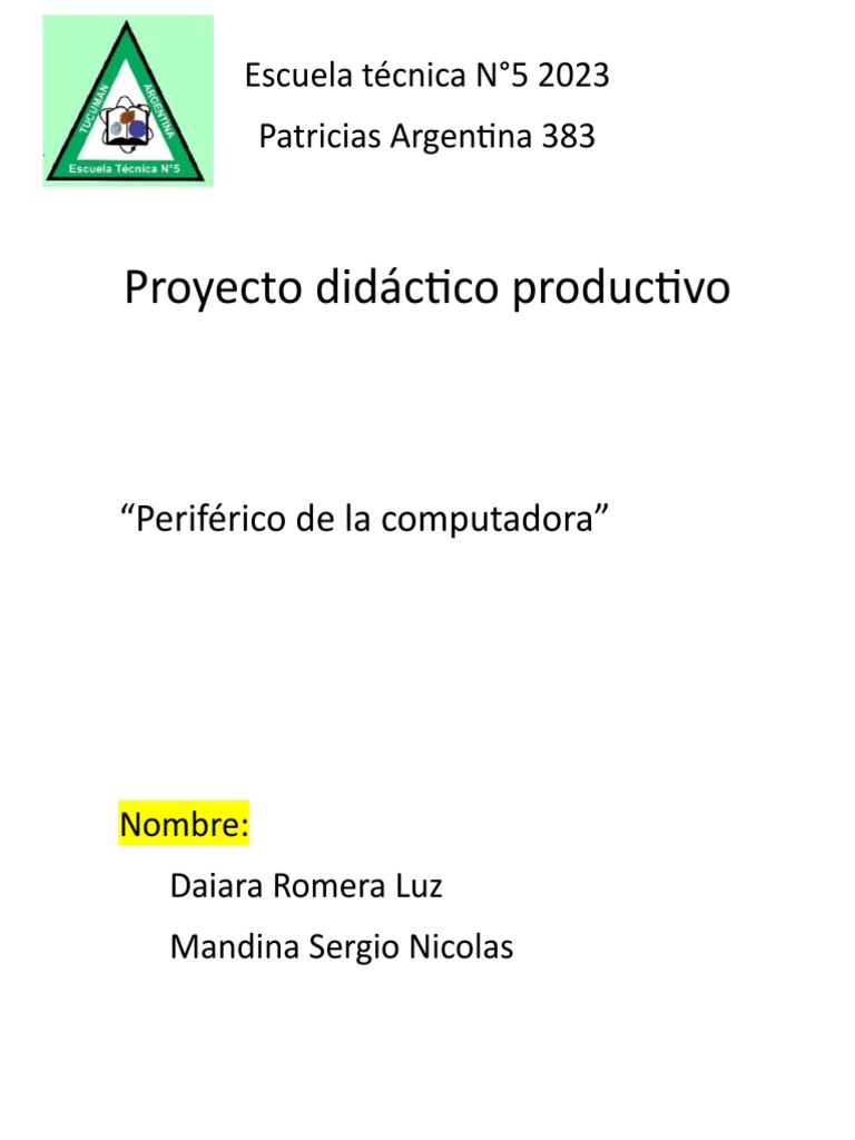 Proyecto Didáctico Productivo | PDF | Periférico | Informática