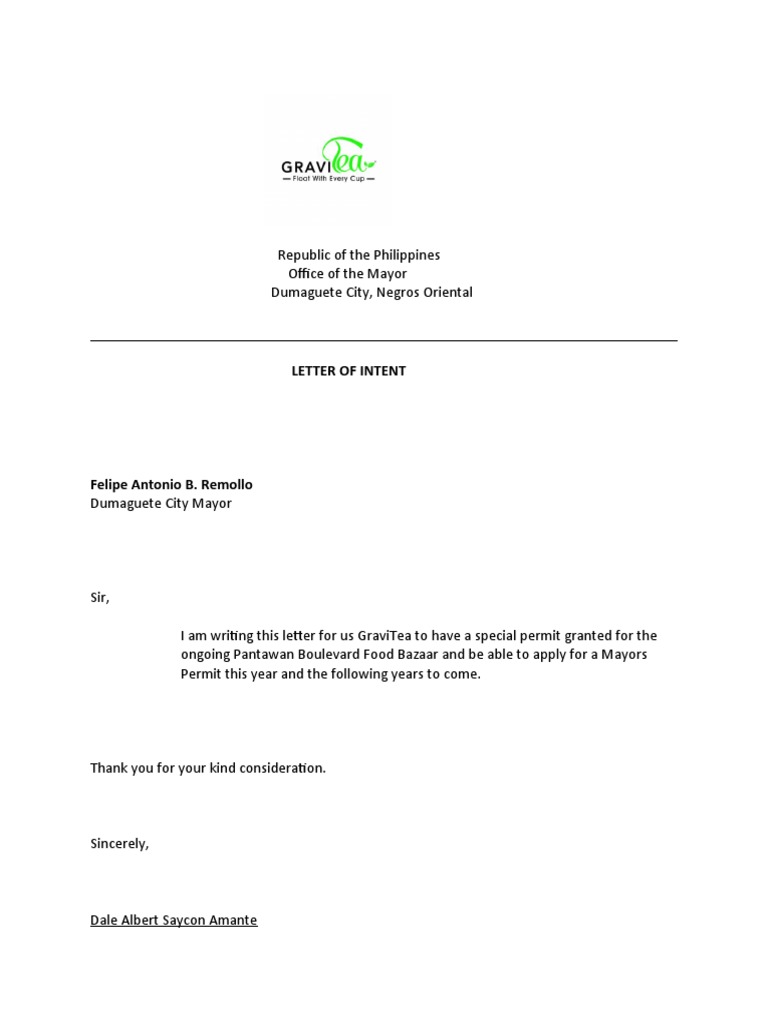 Letter of Intent For Business Proposal Presentaion | PDF