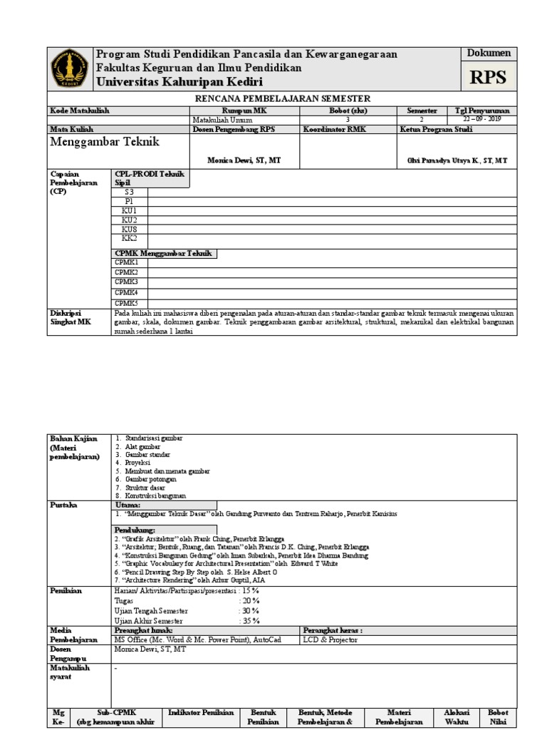RPS - Menggambar Teknik | PDF