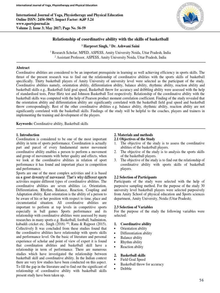 Relationship Of Coordinative Ability Wit Pdf