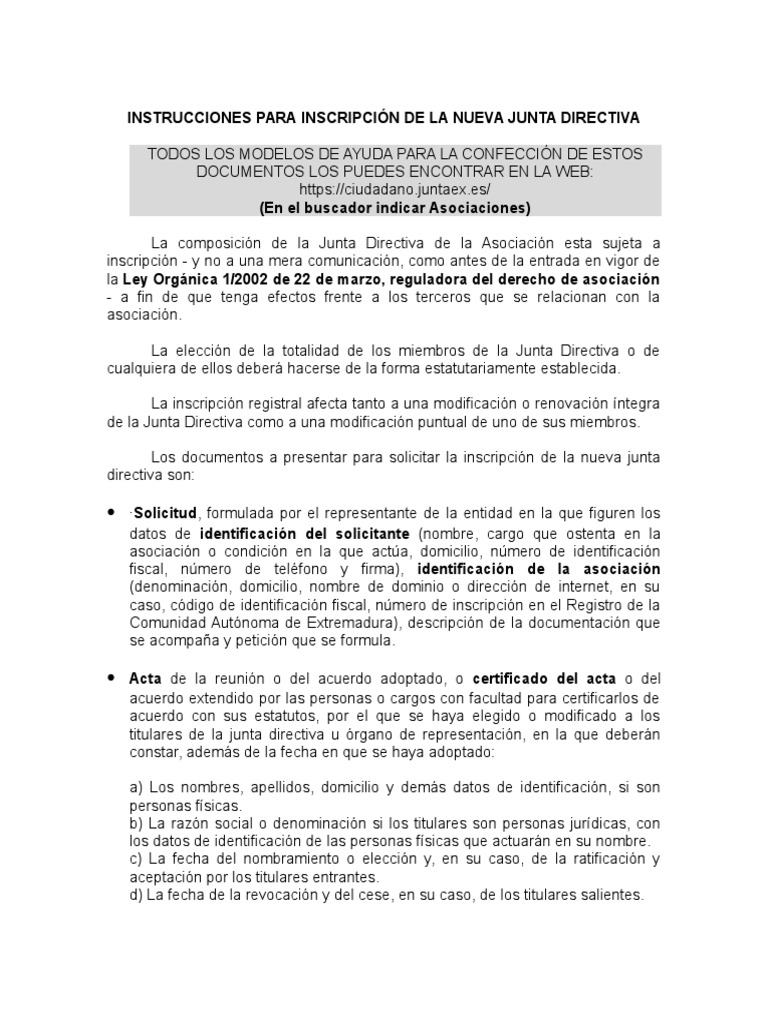 202301162023577.1 Instrucciones Inscripcion Junta Directiva | PDF | Gobernancia | Justicia