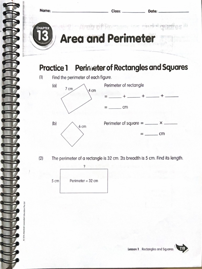 Grade 4 WB Chapter 13 Area & Perimeter | PDF