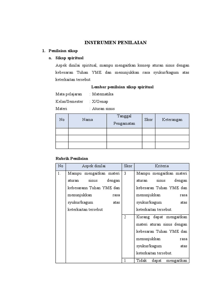 A1C020043 - Refina Pratiwi - Instrument Penilaian - UTS Pembelajaran Mikro | PDF