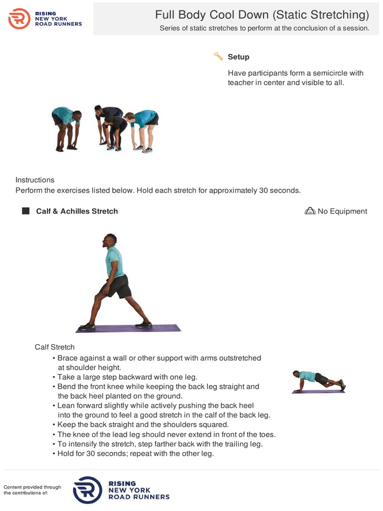Full Body Cool Down Static Stretching | PDF | Anatomical Terms Of Motion | Hip
