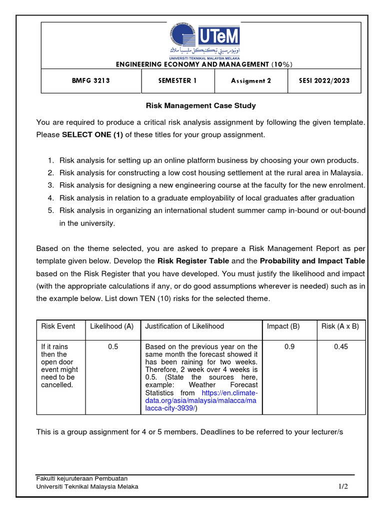 Risk Analysis - Assignment 5 | PDF | Risk | Risk Management