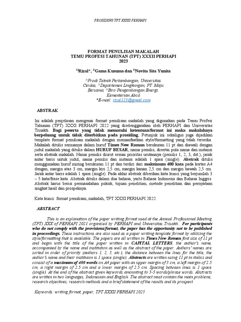 Template-MAKALAH - SPC TPT PERHAPI 2023 | PDF