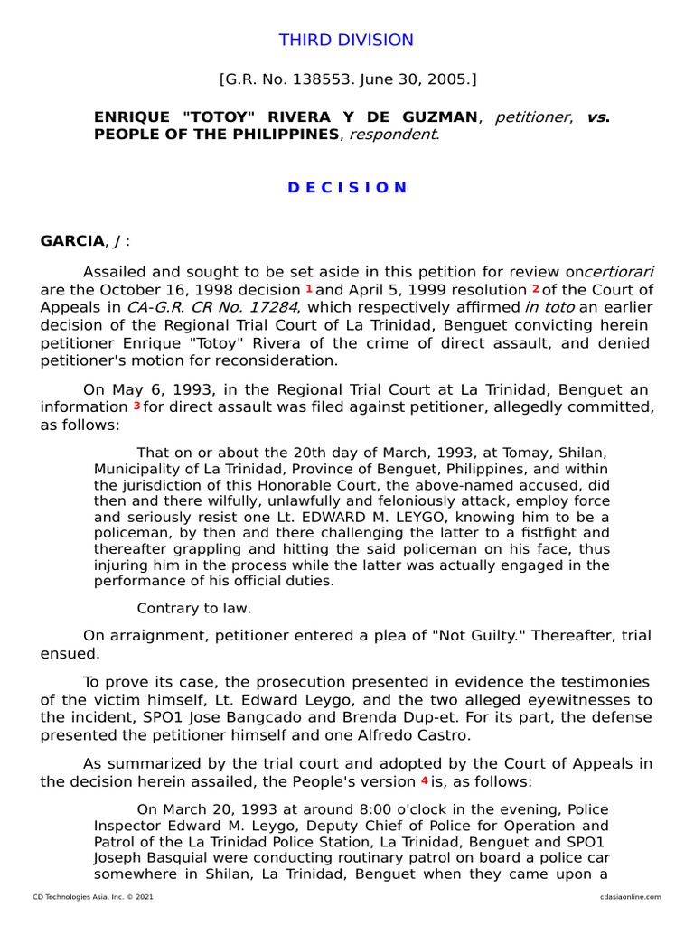 Rivera v. People, 462 SCRA 350 (2005) | PDF | Witness | Testimony