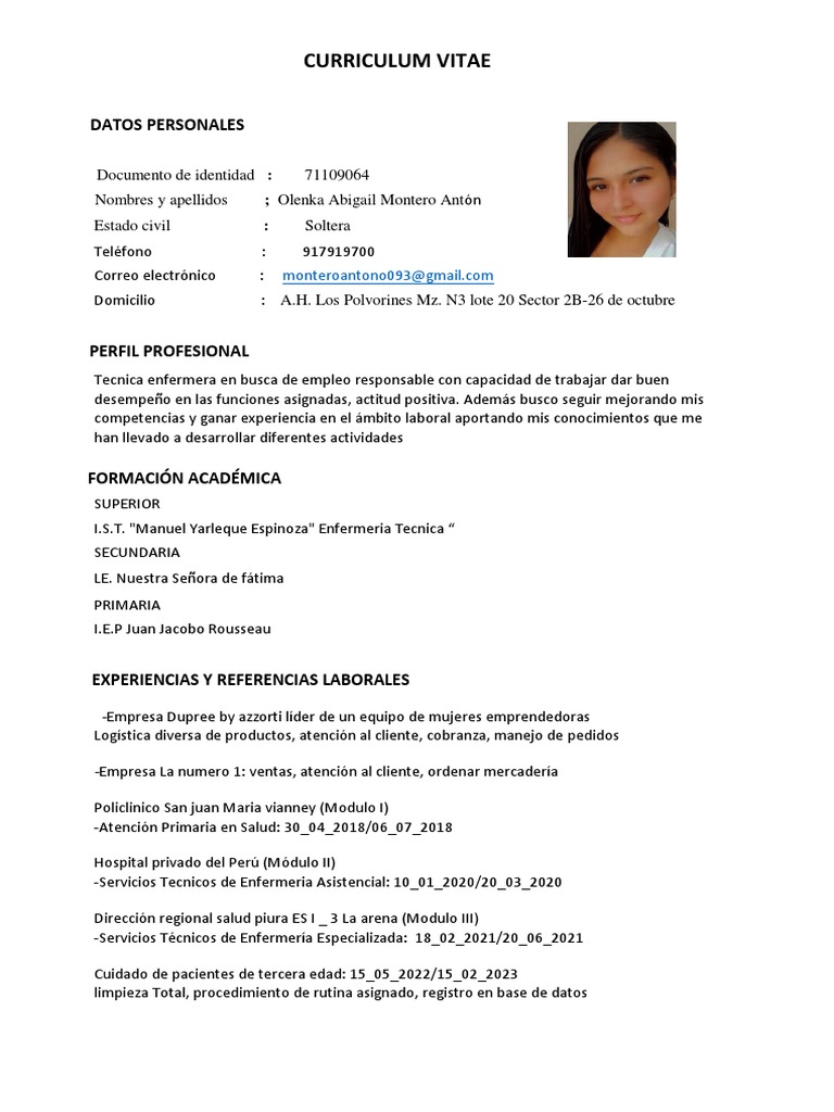 CV - Olenka Montero Anton | PDF