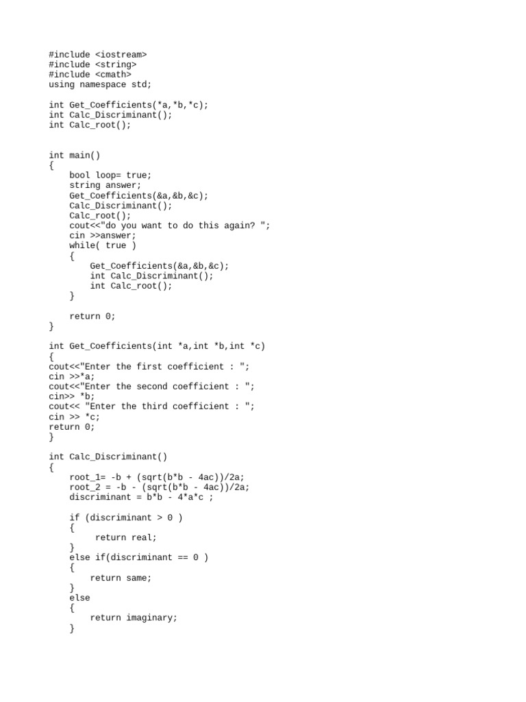C++ Quadratic Equation Solver | PDF