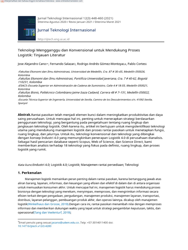 IJTech - IE 4280 - Disruptive and Conventional Technologies For The S.en - Id.en - Id | PDF ...