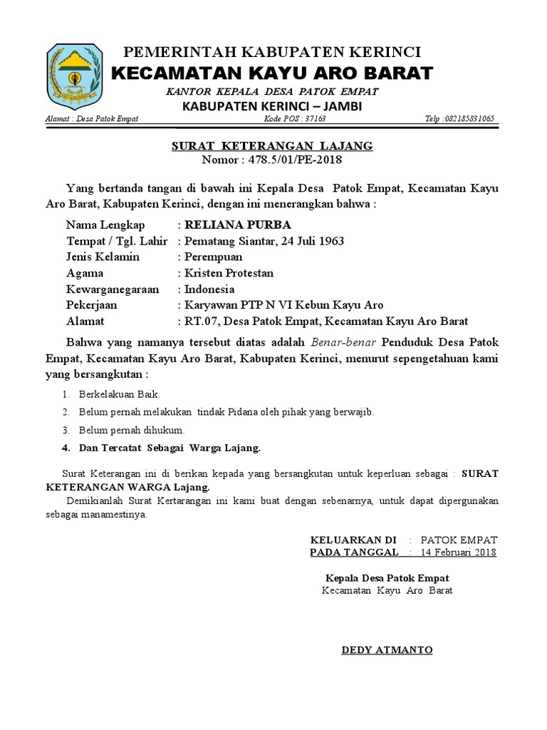 Surat Keterangan Lajang | PDF