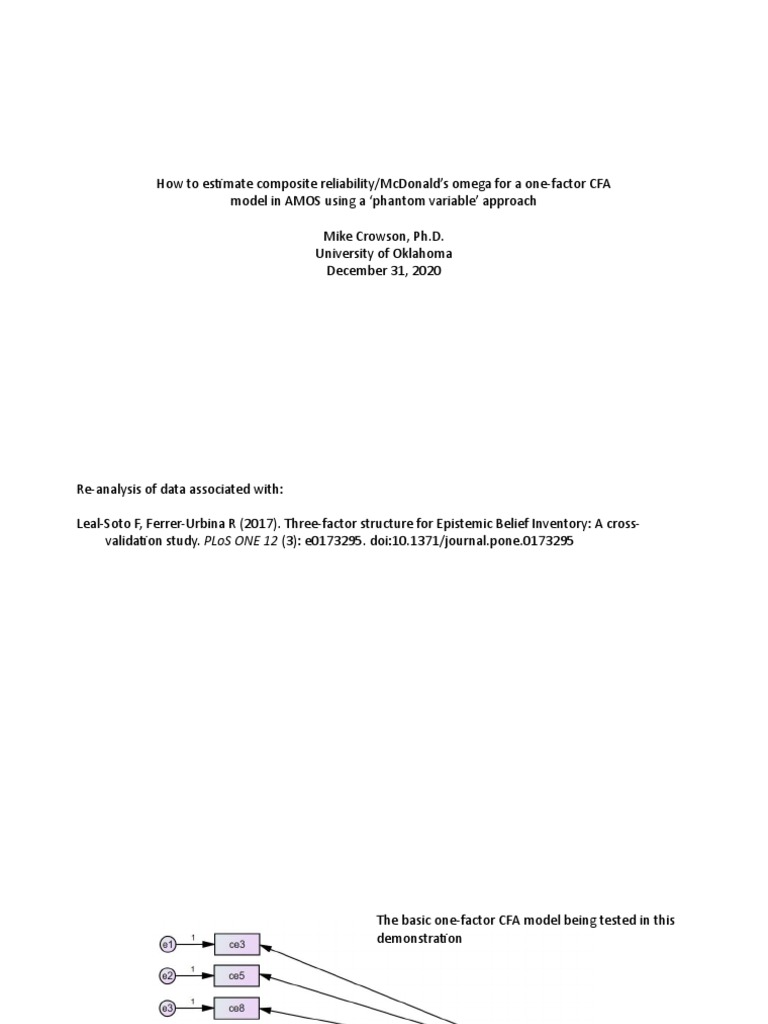 Using AMOS To Estimate Composite Reliability McDonald's Omega | PDF ...