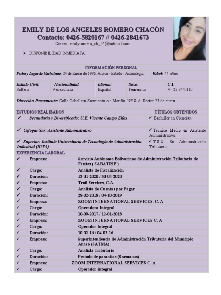 Curriculum Emily Romero 2020 | PDF