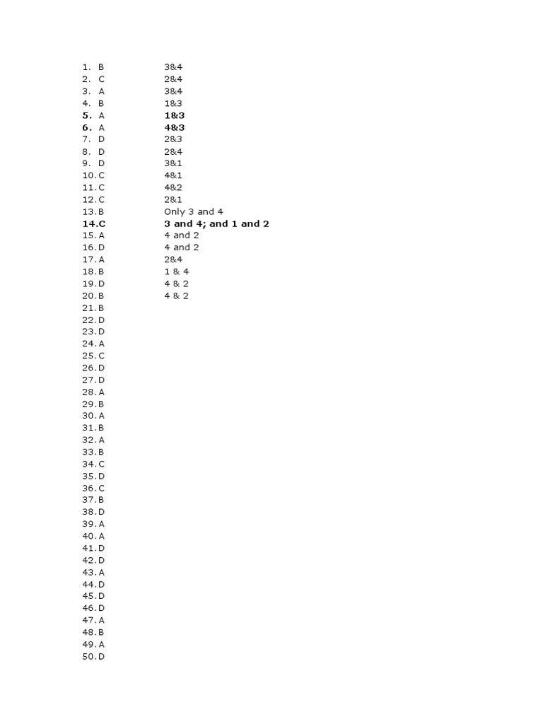 Quiz Answer Key: A, B, C, D Options | PDF