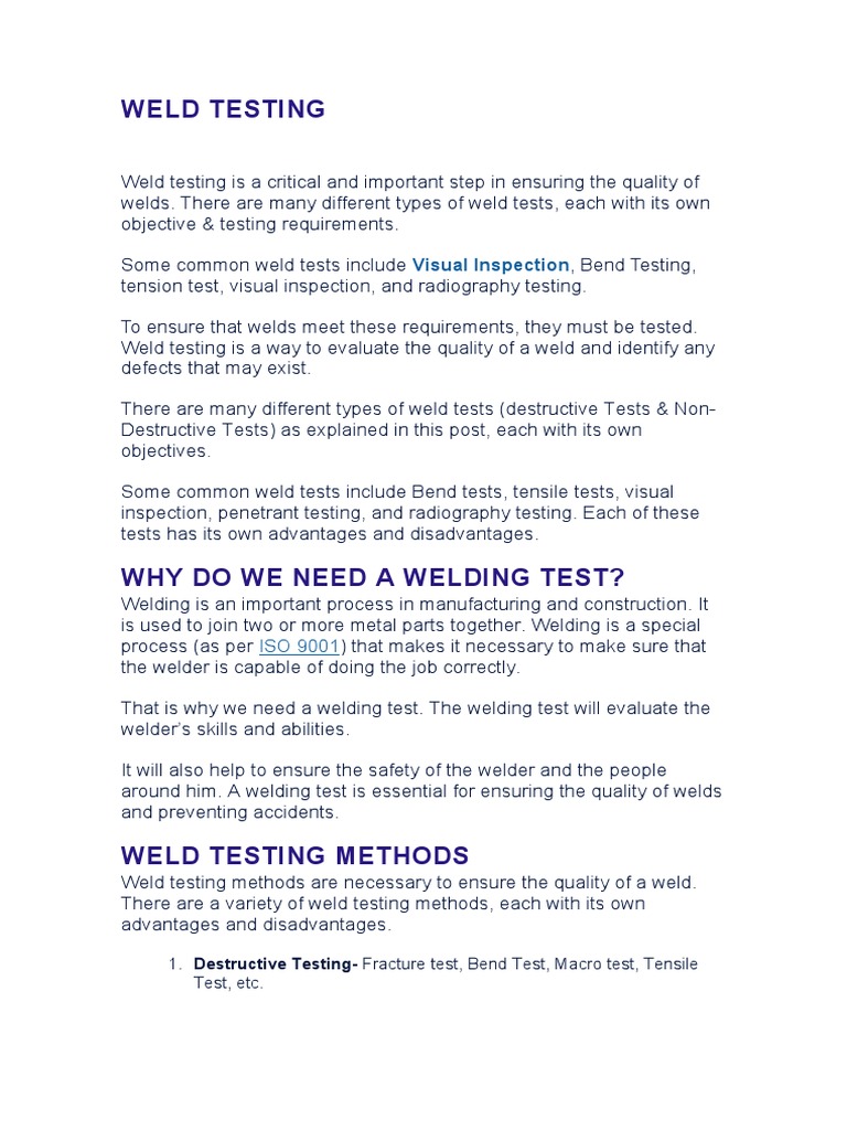 A Comprehensive Guide to Weld Testing Methods: Destructive and Non ...