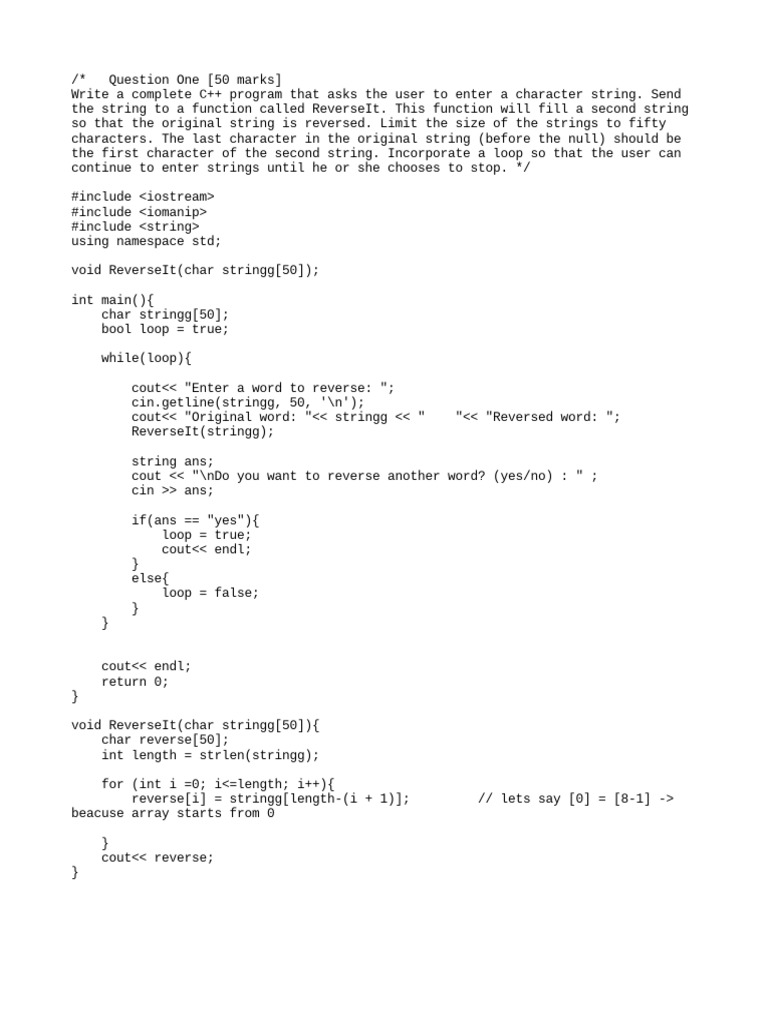 Reverse String On C++ | PDF