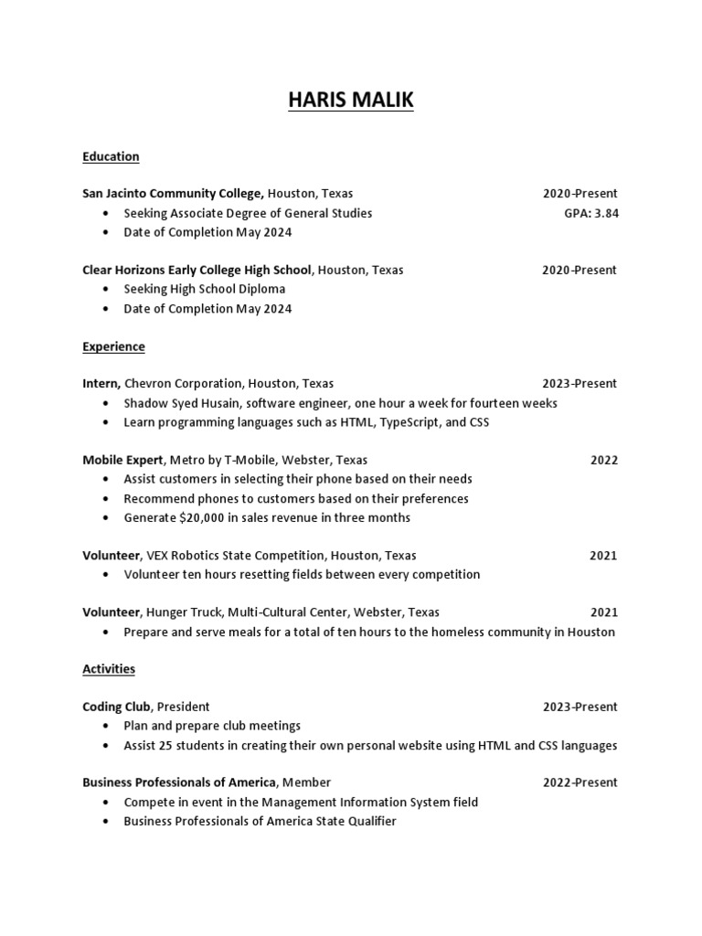 Haris Malik: Education & Experience Overview | PDF | Computers