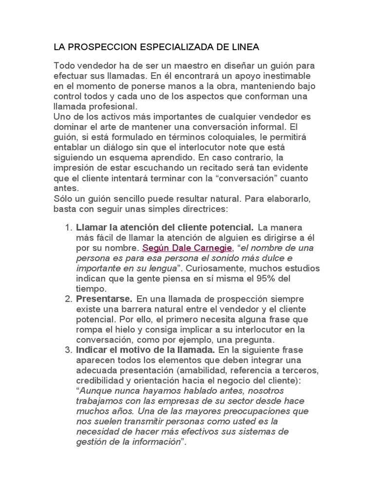 Guía para un Guión de Prospección Efectivo | PDF