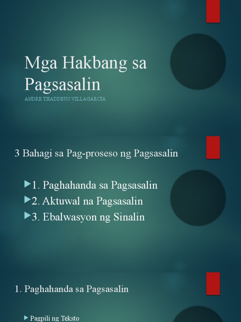 Mga Hakbang Sa Pagsasalin | PDF