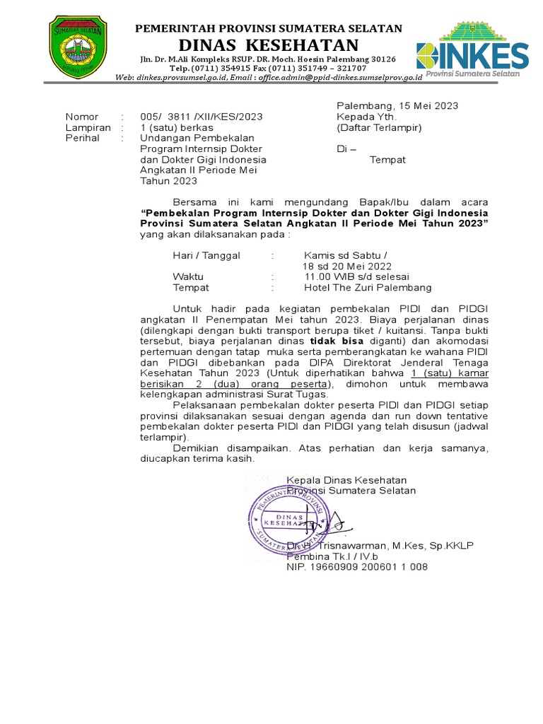Undangan Pembekalan PIDI Angkatan II Periode Mei Tahun 2023 | PDF