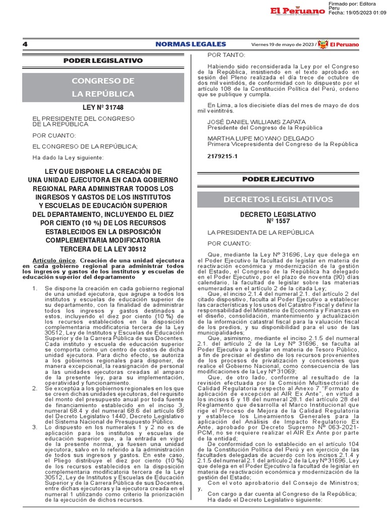 Decreto Legislativo #1557 | PDF