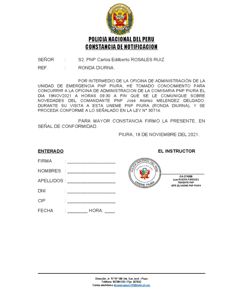 Constancias de Enterado Del Personal Uneme | PDF | Crímenes | Crimen y ...