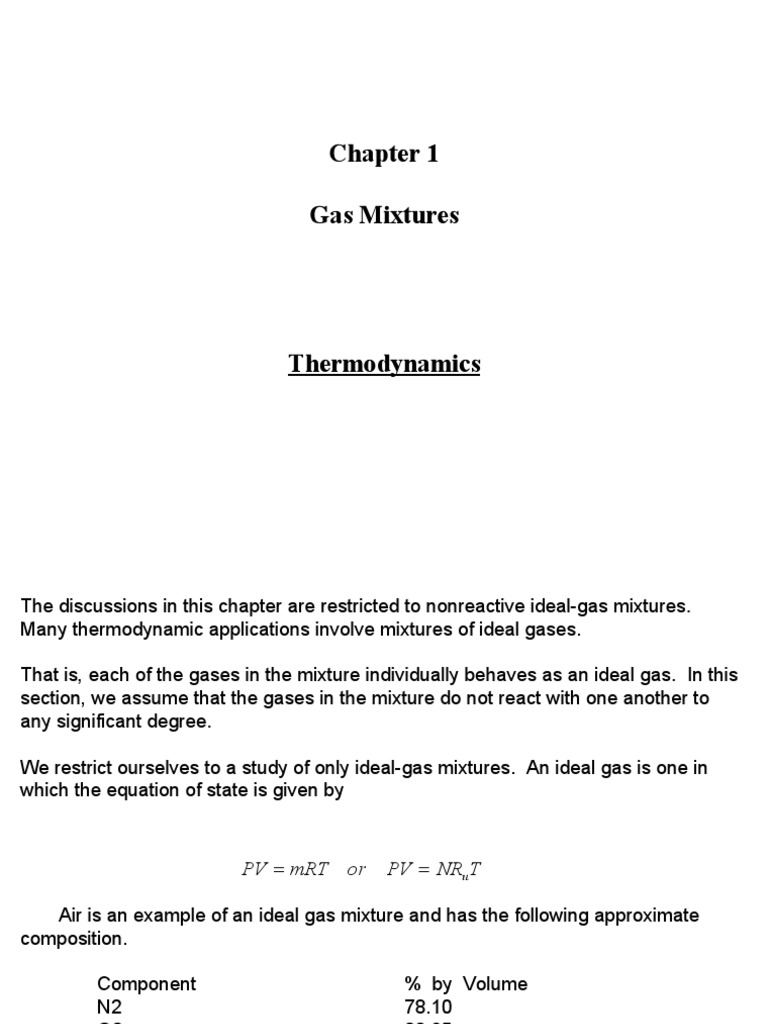 Chapter 1 Ideal Gas Mixture | PDF | Gases | Mole (Unit)