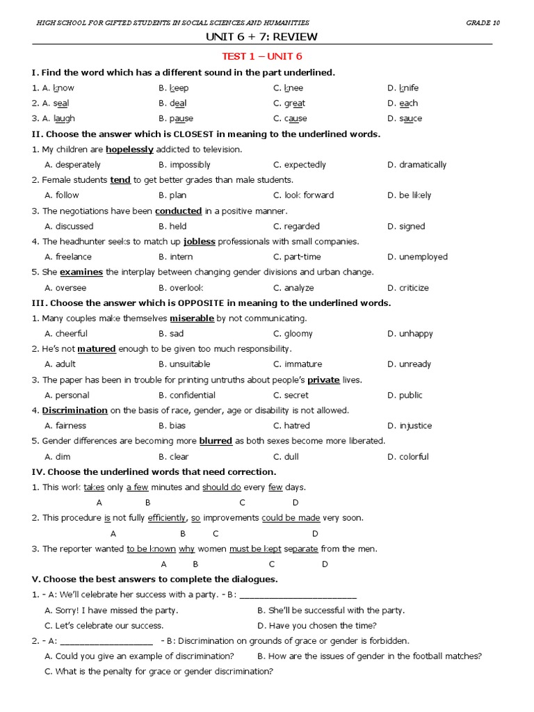 HSSH Chuyên Đề k10 - W3 - U6 7 REVIEW | PDF | Wellness