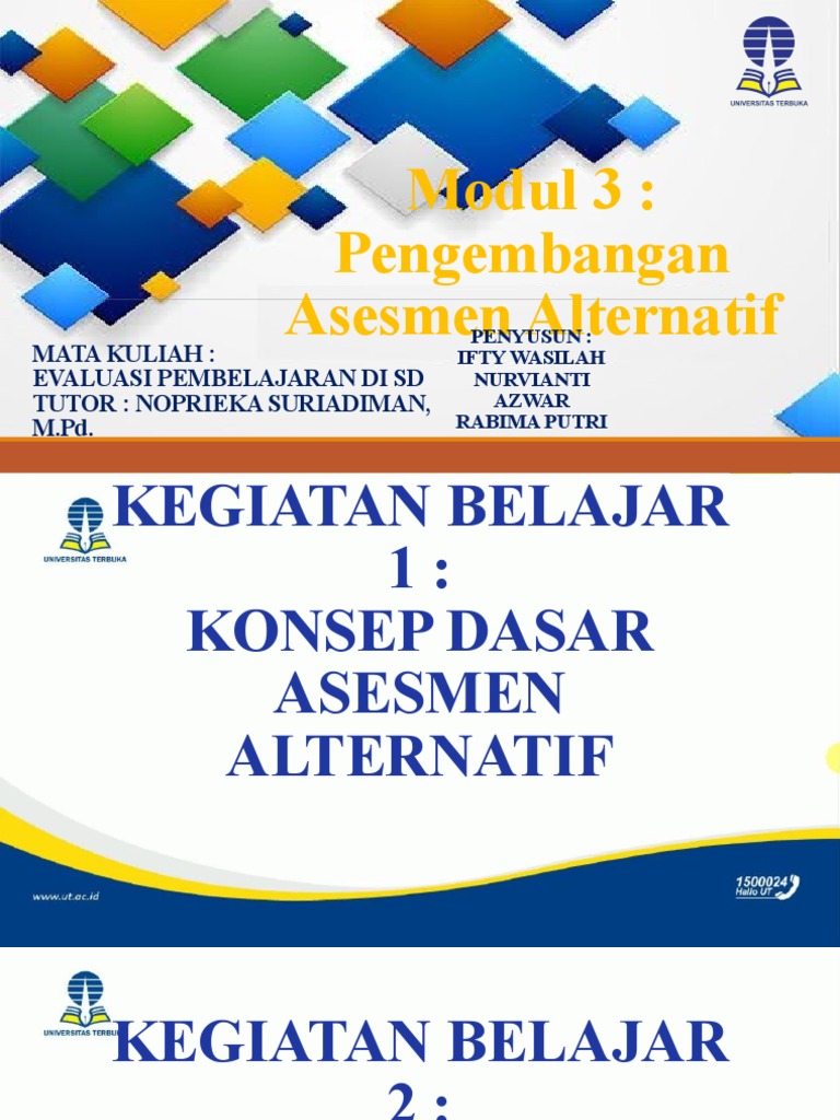 PPT PDGK431 Modul 3 Pengembangan Asesmen Alternatif | PDF