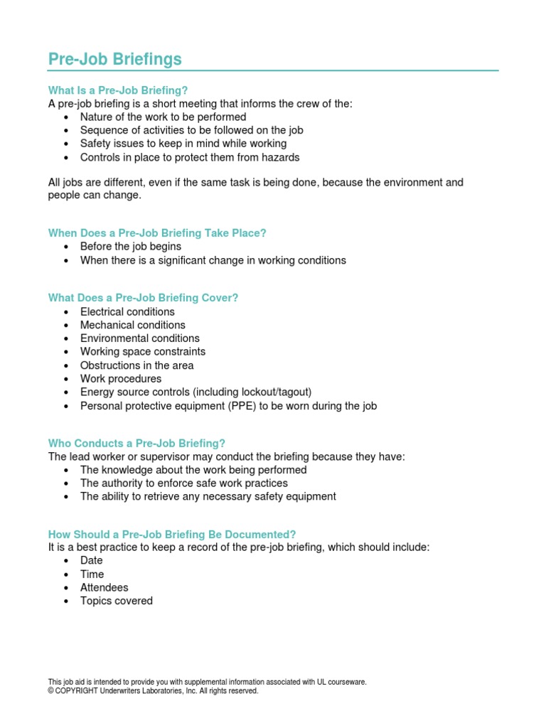 08 Pre-Job Meeting | PDF