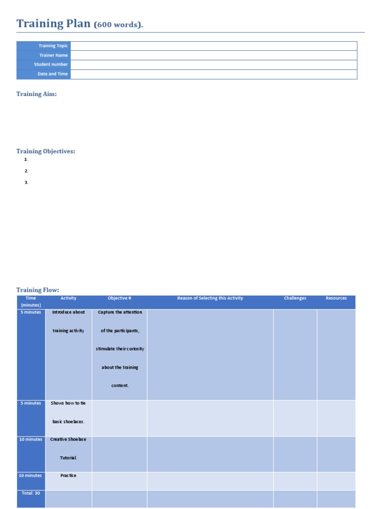 Training Plan Template 2223 | PDF | Attention | Curiosity