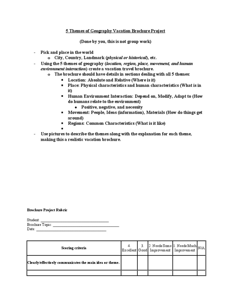 5 Themes of Geography Brochure Project | PDF