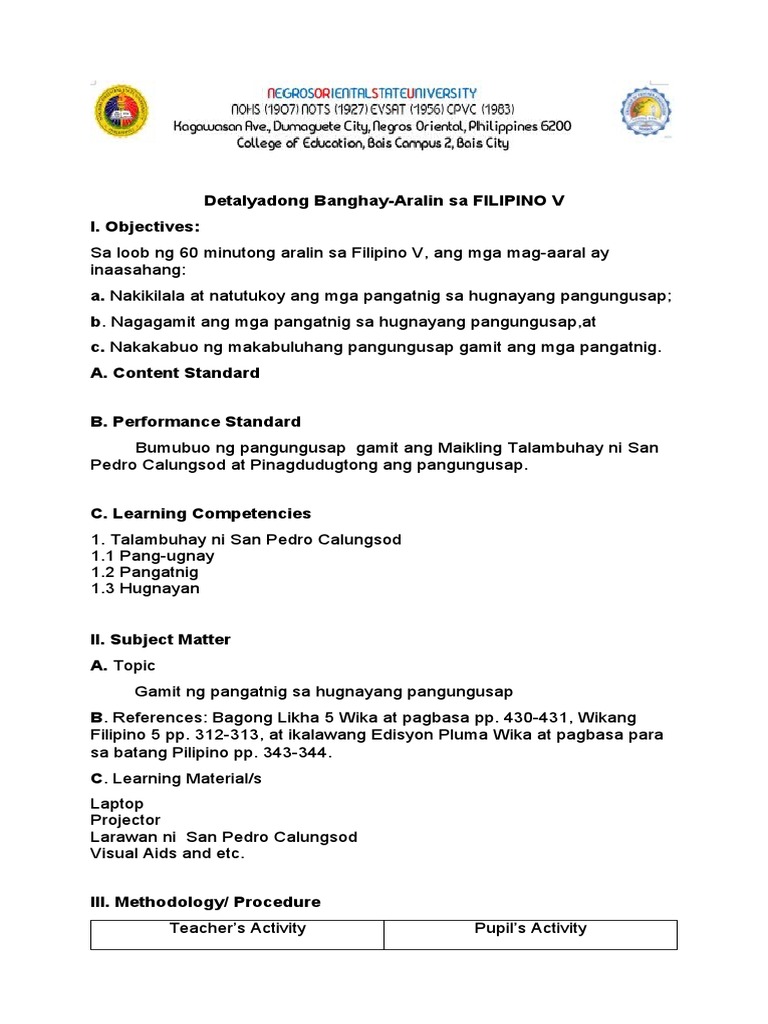 Detailed Lesson Plan in Filipino | PDF